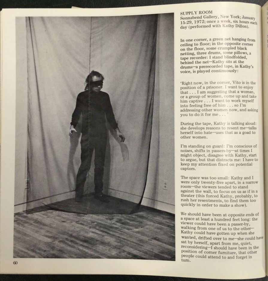 Vito Acconci, Sonnabend Show Jan 72: Archives 1972 | Tate